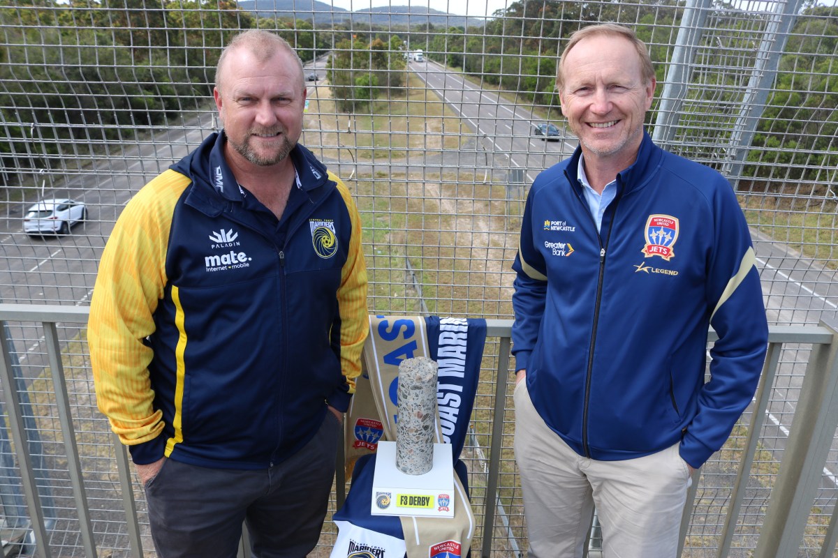 Jets and Mariners unveil the F3 Derby Trophy - Newcastle Jets